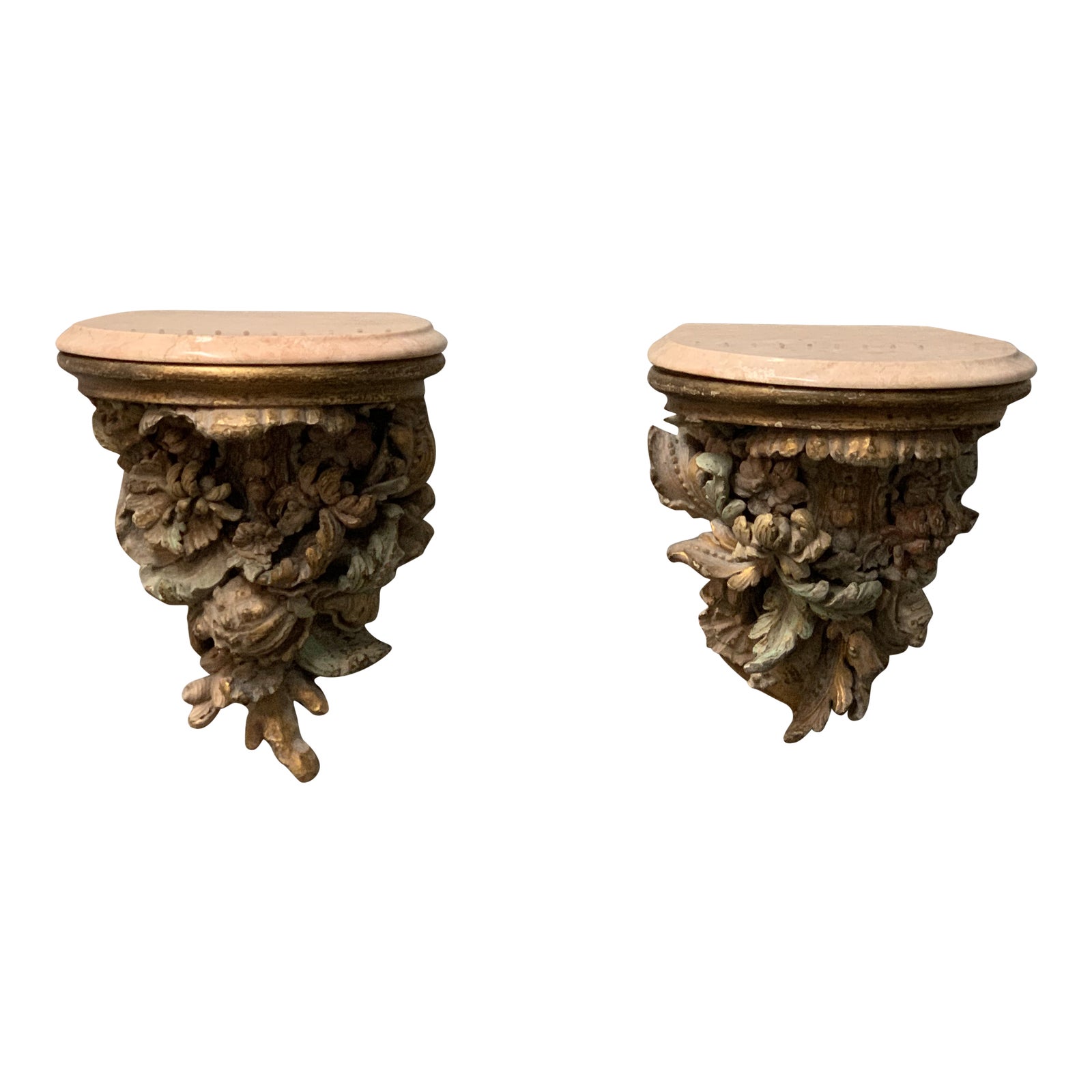 Late 19th Century Antique Wood Wall Brackets - a Pair | Chairish