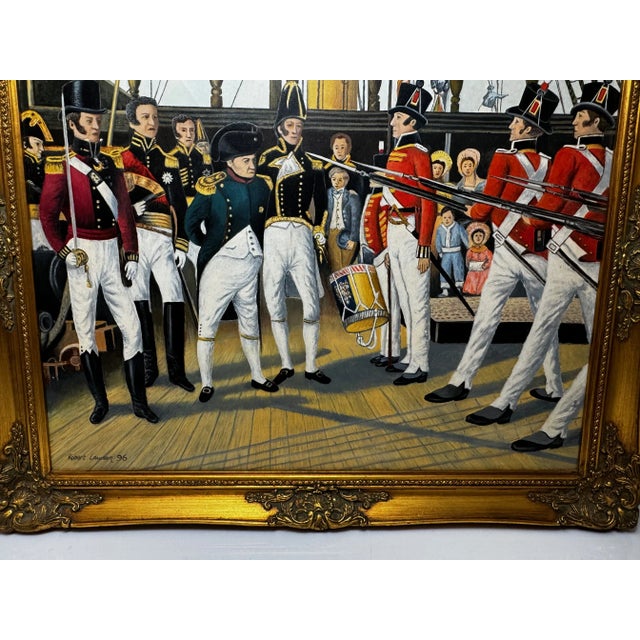 Large Military Oil Painting Napoleon Bonaparte Inspecting Royal Marines ...