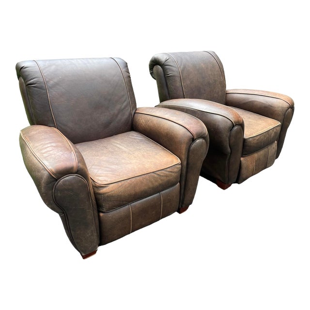 Late 20th Century Klaussner Leather Deep Seat Large Brown Leather ...