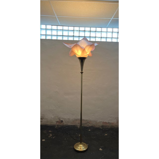 Vintage Rougier Style Acrylic Flower Brass Floor Lamp | Chairish