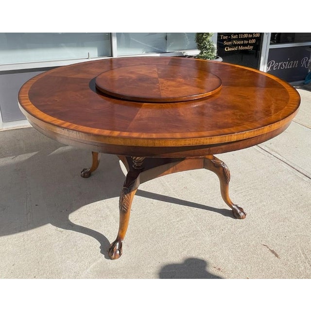 Ethan Allen Round Banded Dining Table | Chairish