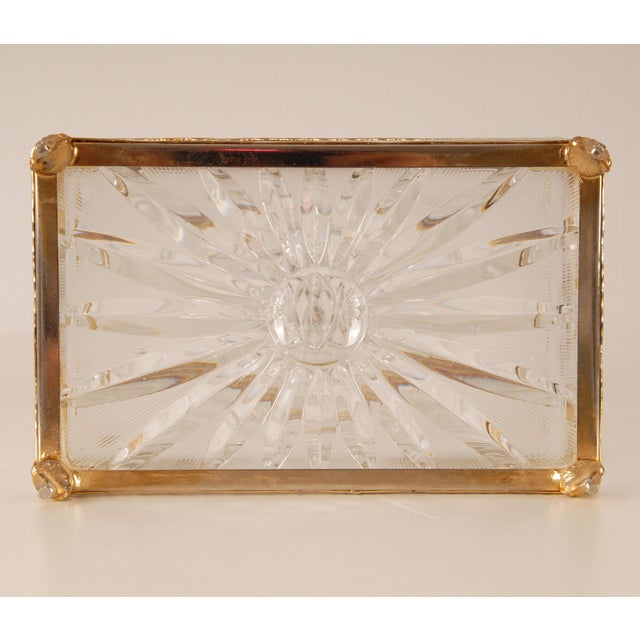 Mid Century Hollywood Regency Crystal Jewelry Box Table Box Cut Glass ...