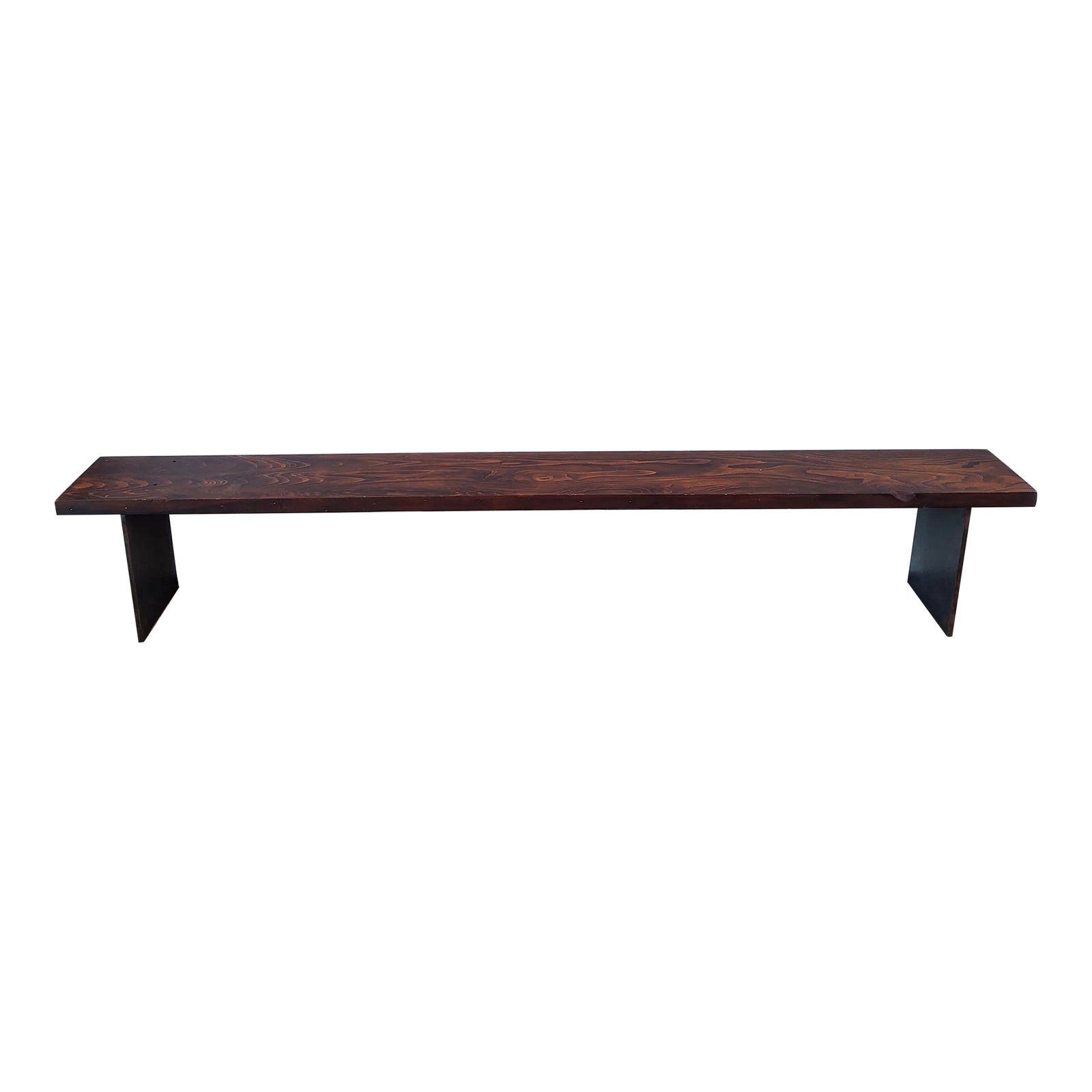Organic Modern Steel & Wood Bench | Chairish