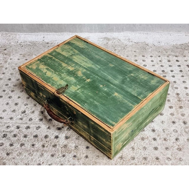 Vintage Green Wooden Trunk, 1950s | Chairish