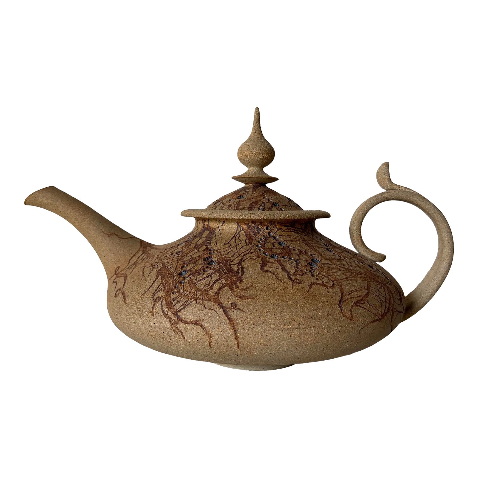 Vintage Organic Sculptural Studio Pottery Teapot | Chairish