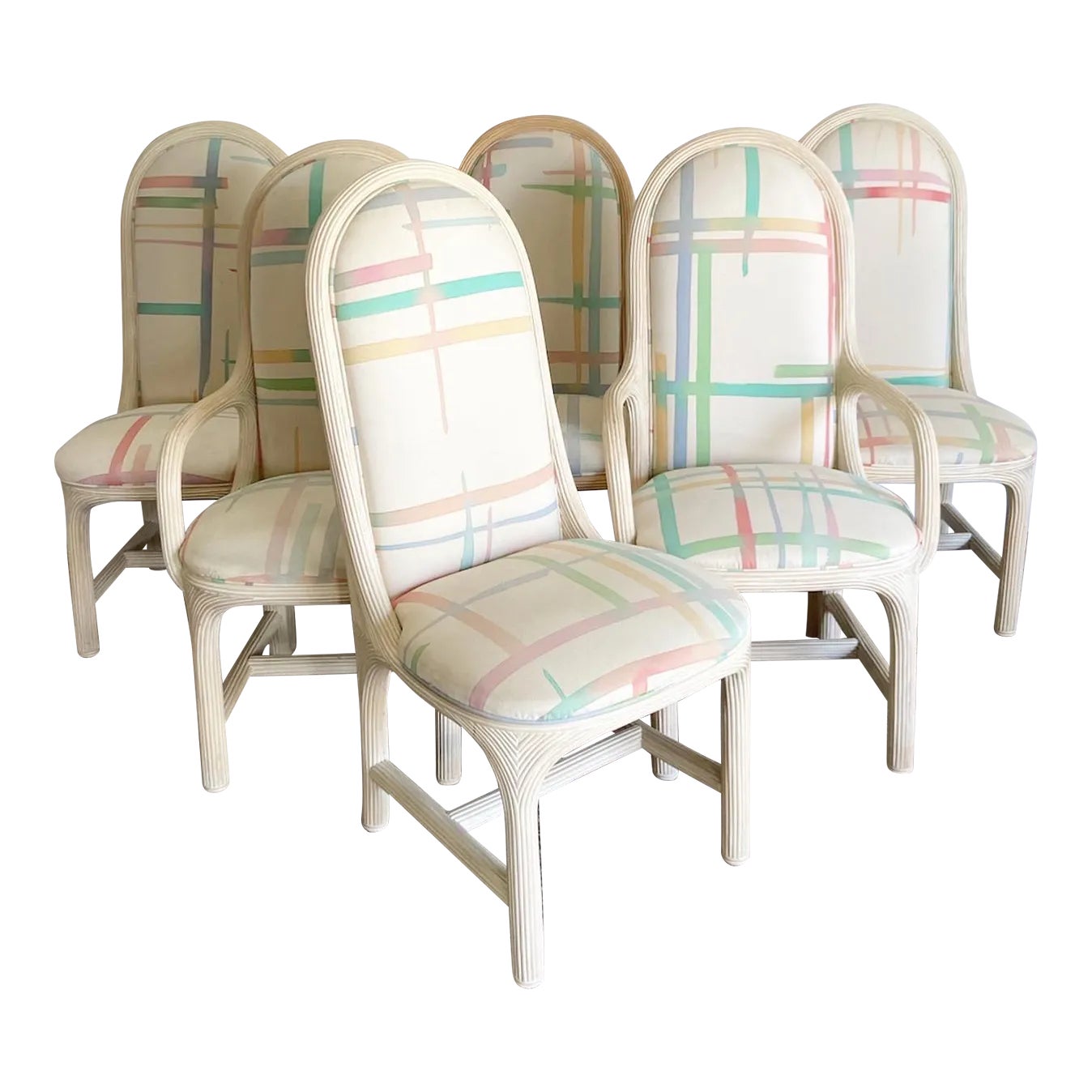 Postmodern Chic Pencil Reed Multi Colored Dining Chairs by American ...