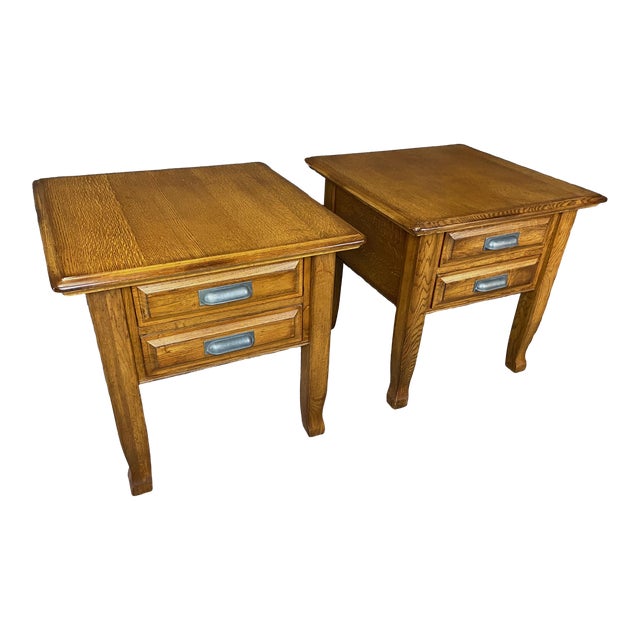 Pair of Mission Style Solid Oak End Tables | Chairish