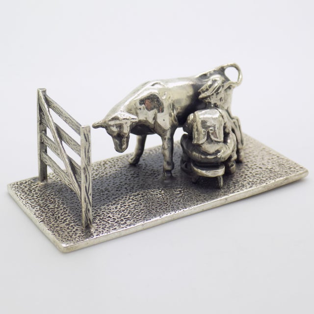 Vintage Italian Handmade Genuine Solid Sterling Silver Farmer & Cow ...