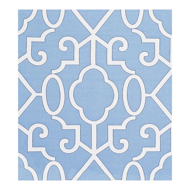 The House of Scalamandré Ming Fretwork Fabric, Delft | Chairish