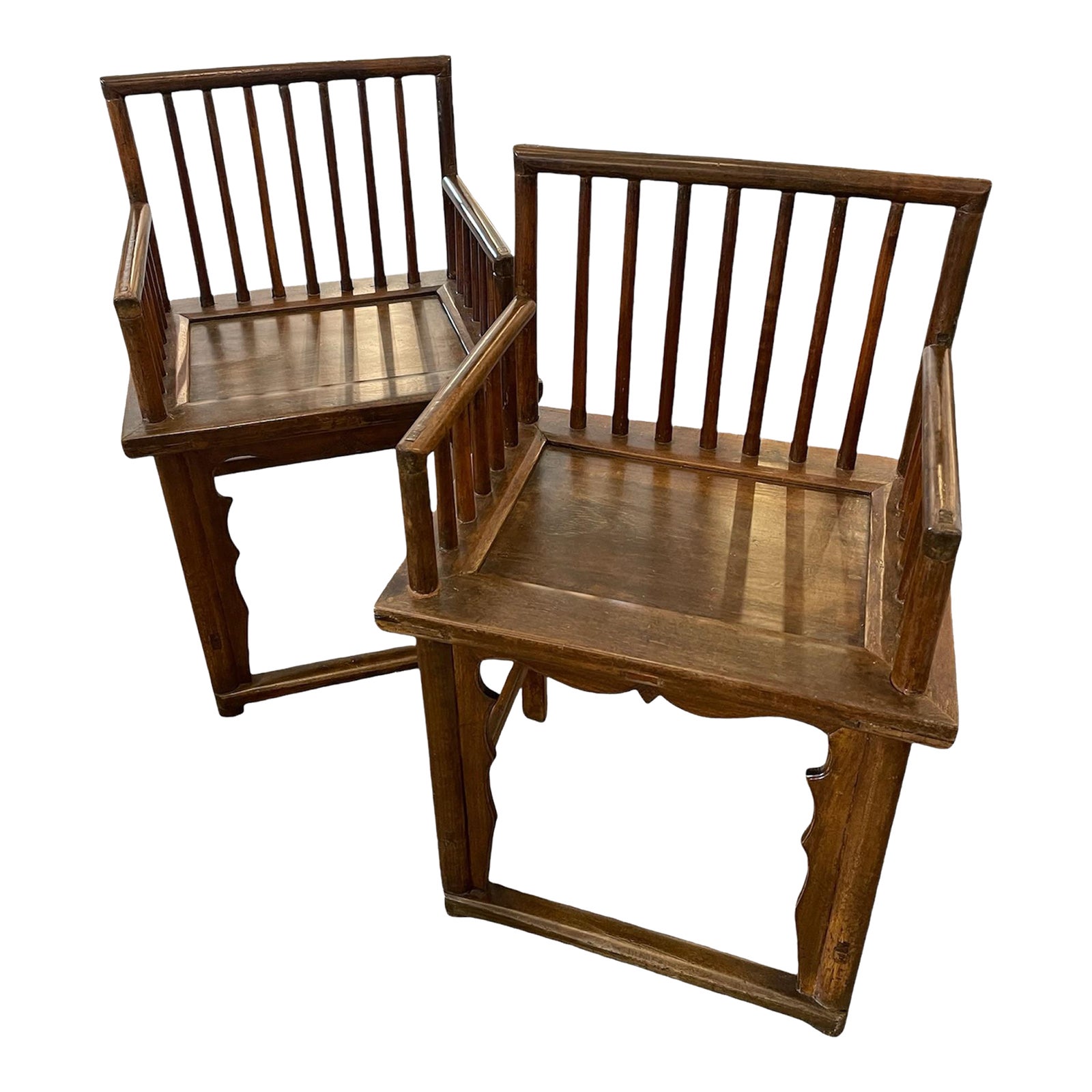 1980s Pair of Vintage Chinese Comb Back Arm Chairs | Chairish