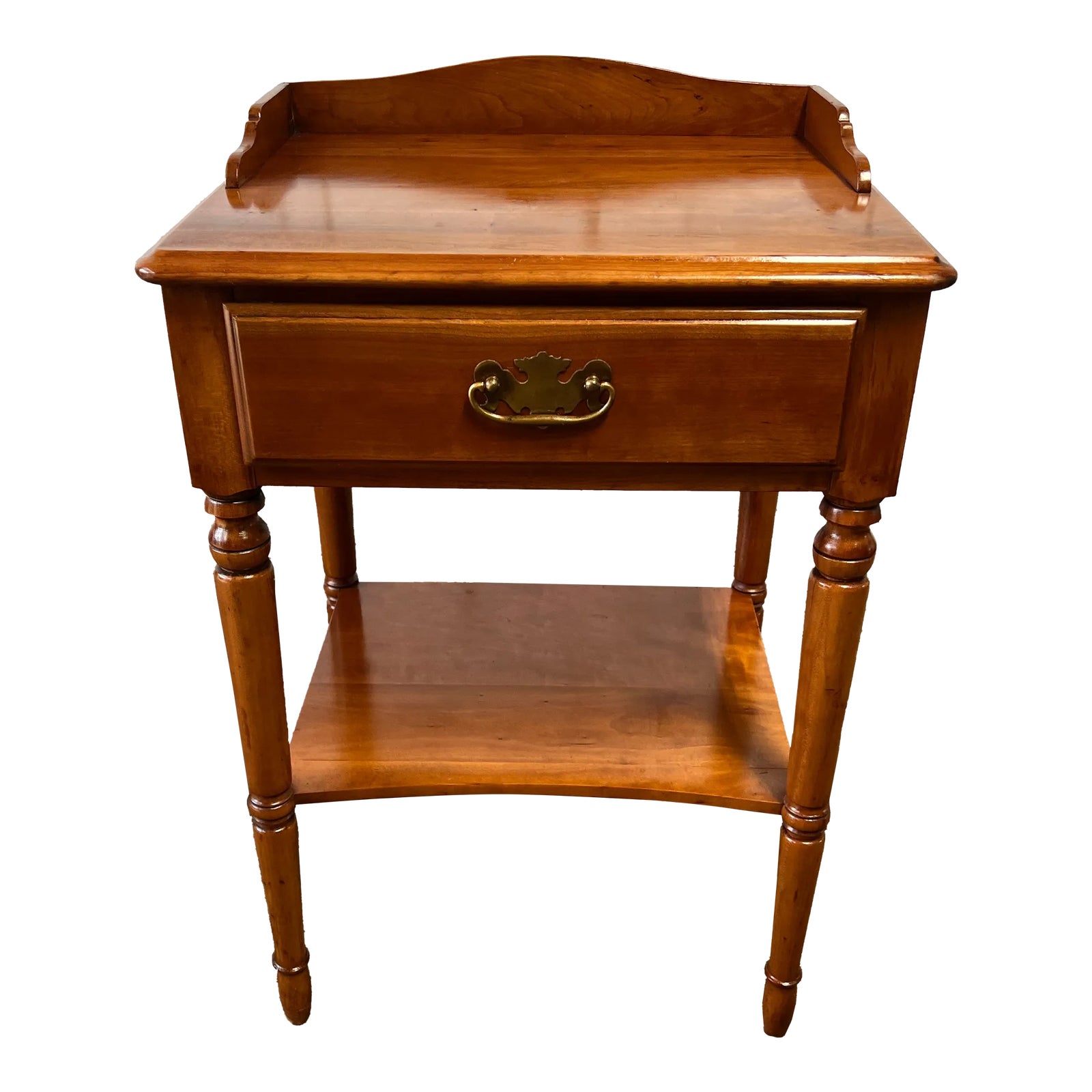 Statton American Colonial Cherry Wood 2 Tier Bedside Table | Chairish