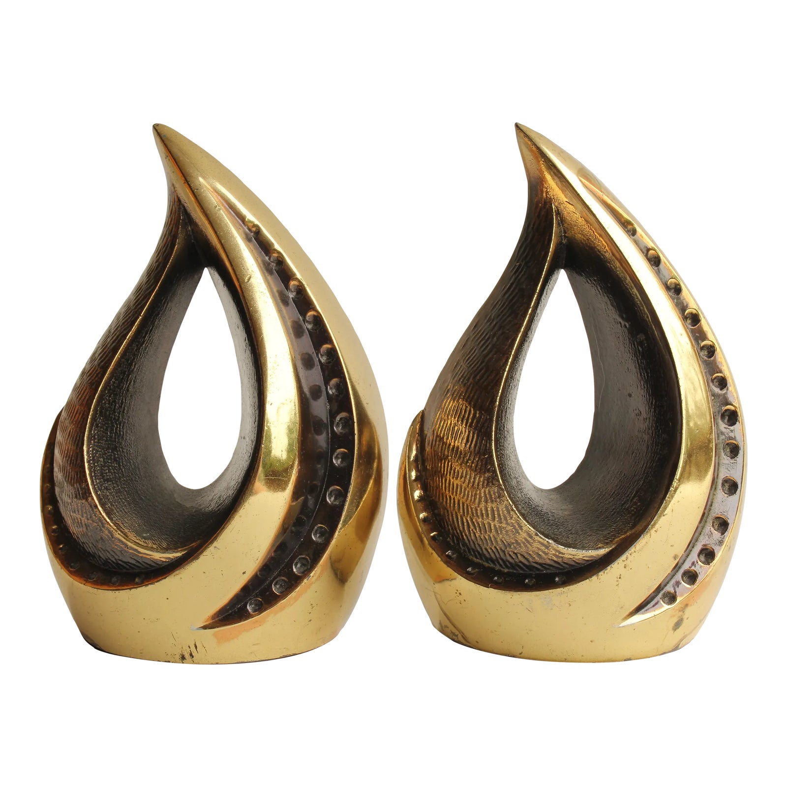 Ben Seibel Tear Drop Flame Bookends - a Pair | Chairish