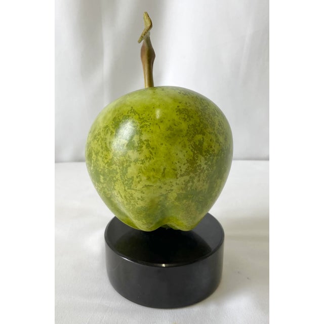 Contemporary Randi Grantham Bronze Granny Apple Sculpture on Marble ...