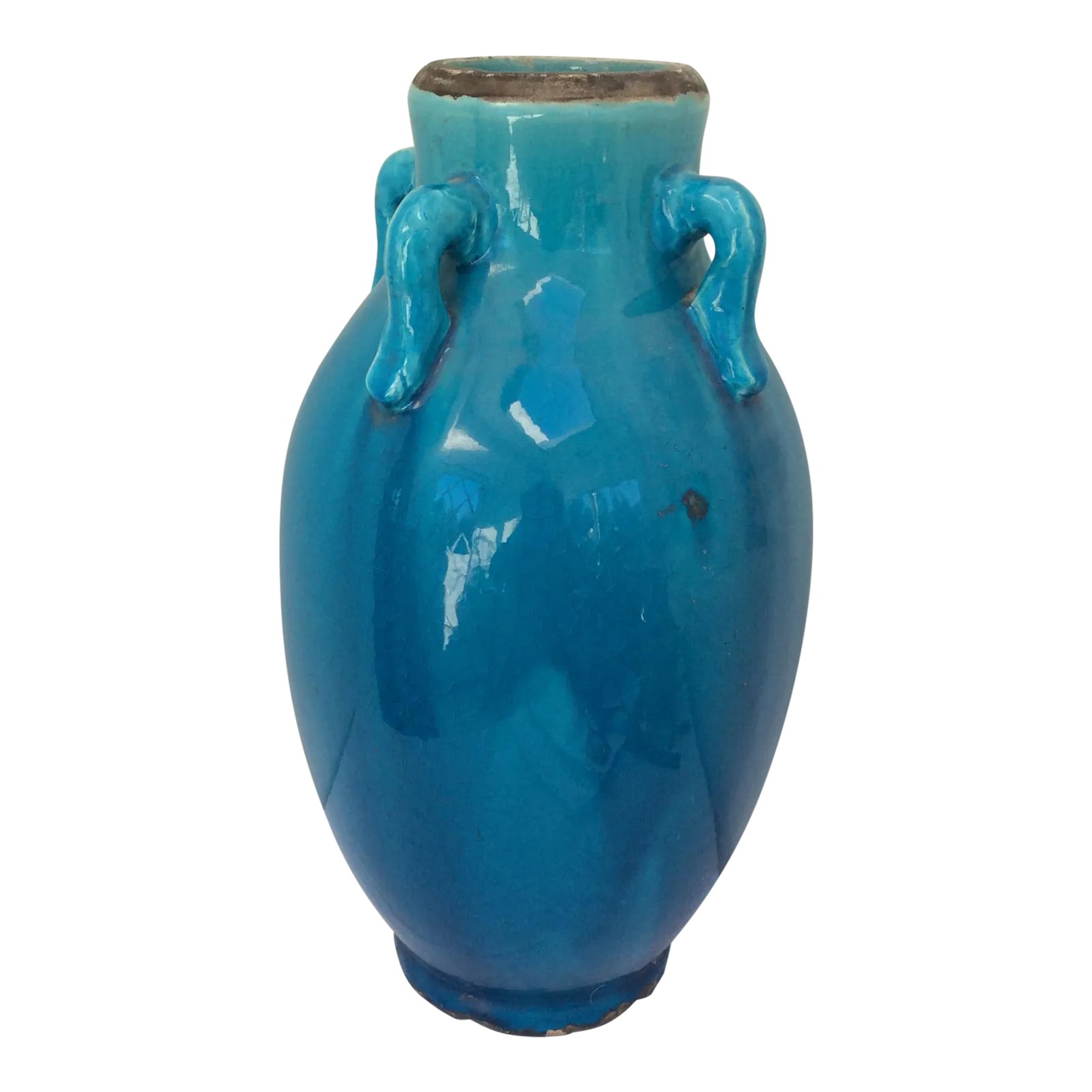 Large Turquoise Ceramic Vessel | Chairish