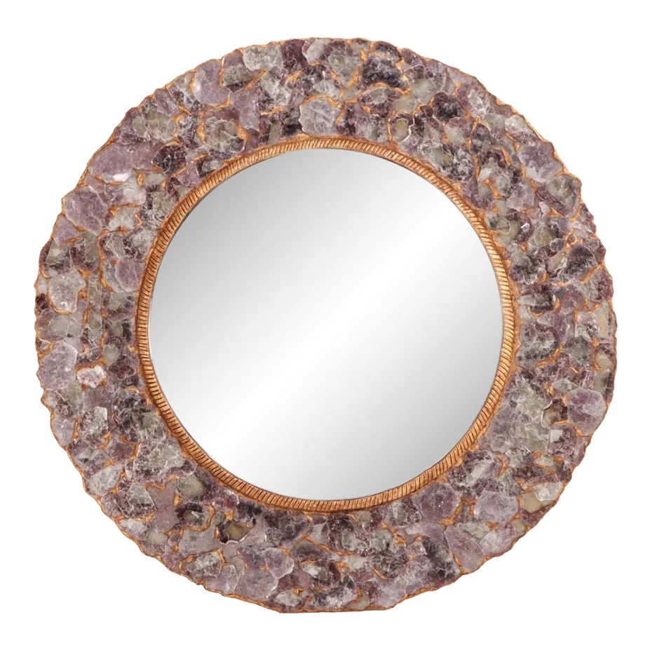 Large Mica and Gilt Resin Convex Wall Mirror in the Manner of Line ...