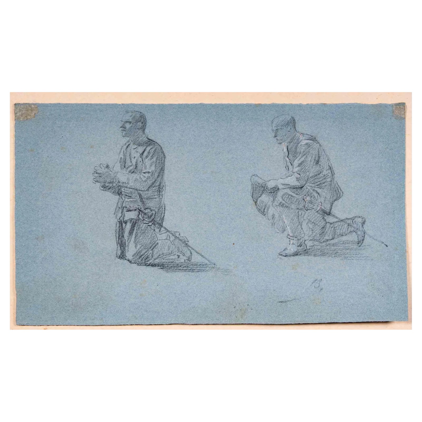 Alexandre Bida, Men, Pencil Drawing, Mid-19th Century | Chairish