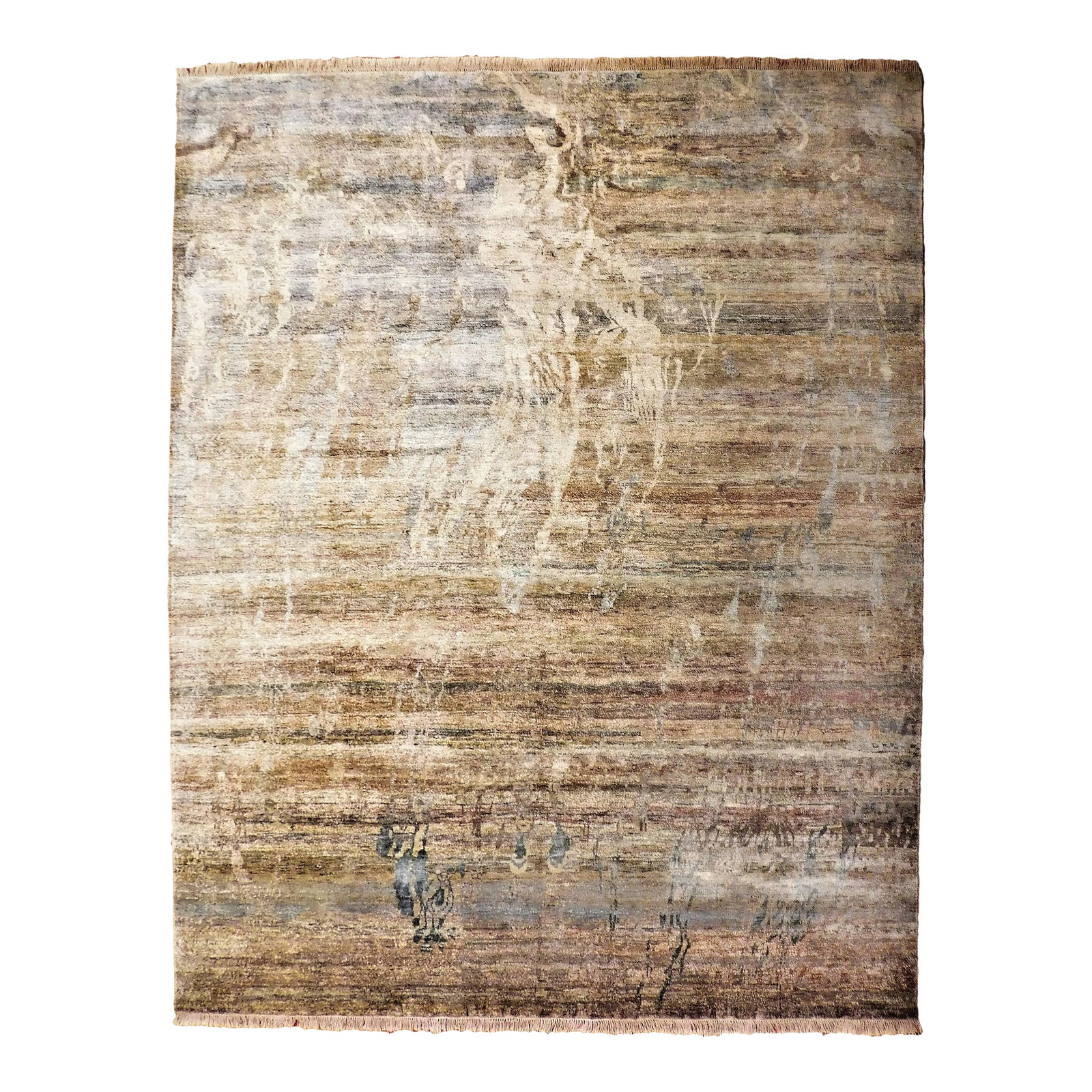Hand-Knotted Modern Abstract Design Rug - 8′ × 9′11″ | Chairish