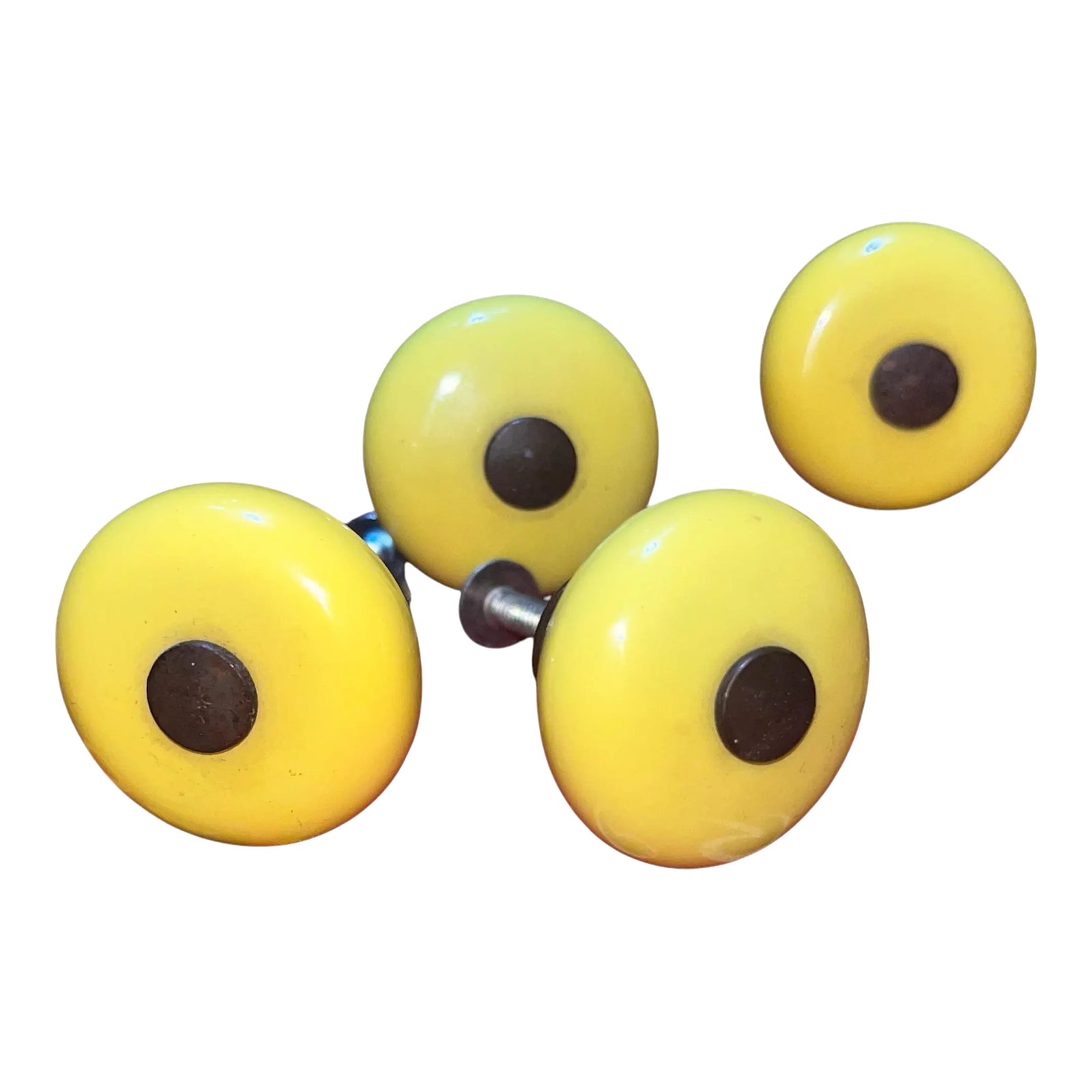 1950’s Canary Yellow Drawer Pulls Knobs - Set of 4 | Chairish