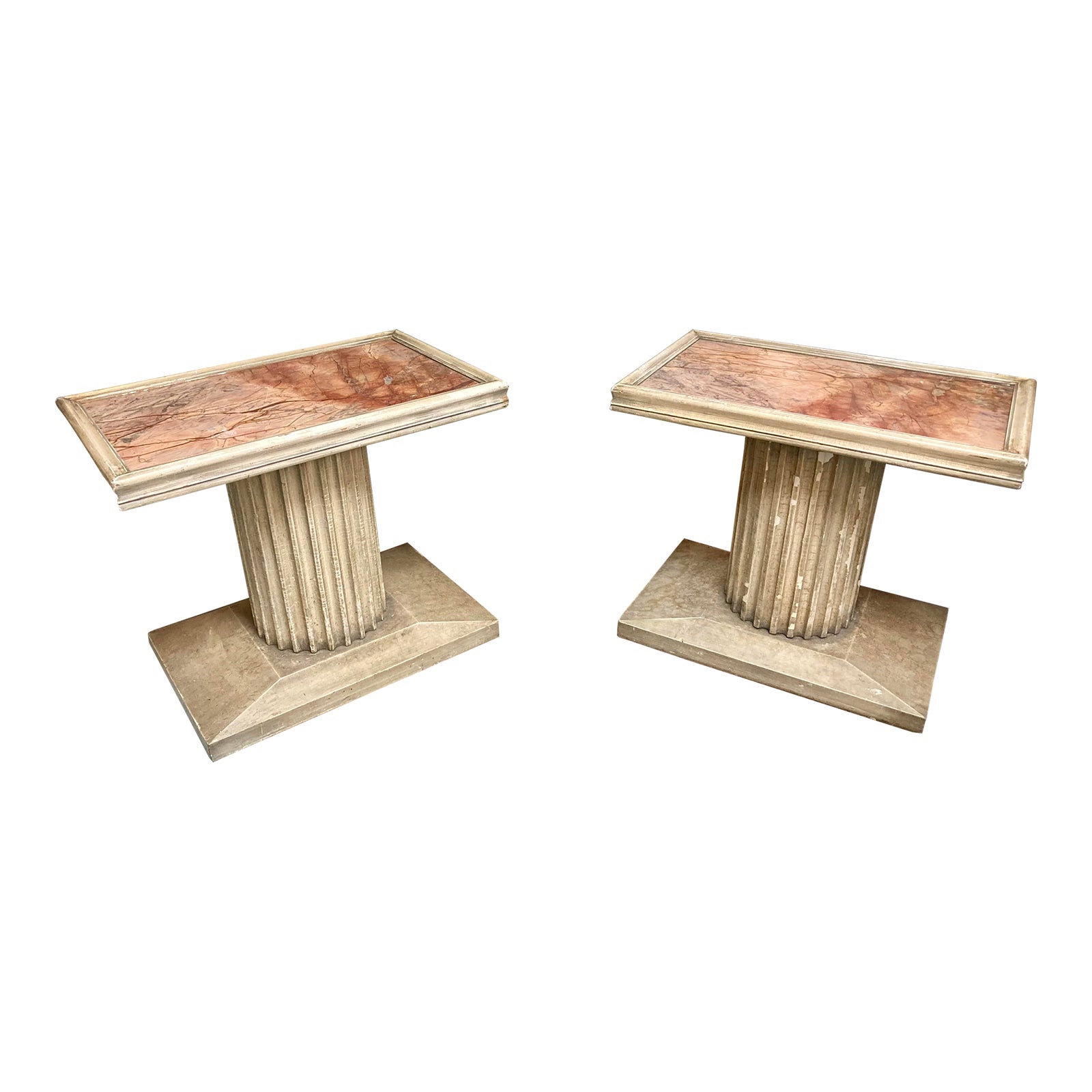 Jansen Side Tables With Marble Inset Tops - a Pair | Chairish
