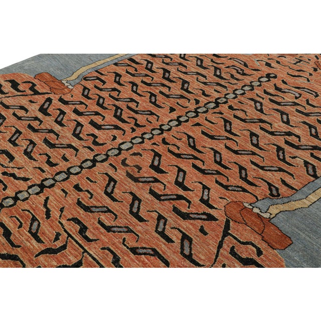 Rug & Kilim’s Pictorial Tiger-Skin Rug in Orange, Blue and Black | Chairish