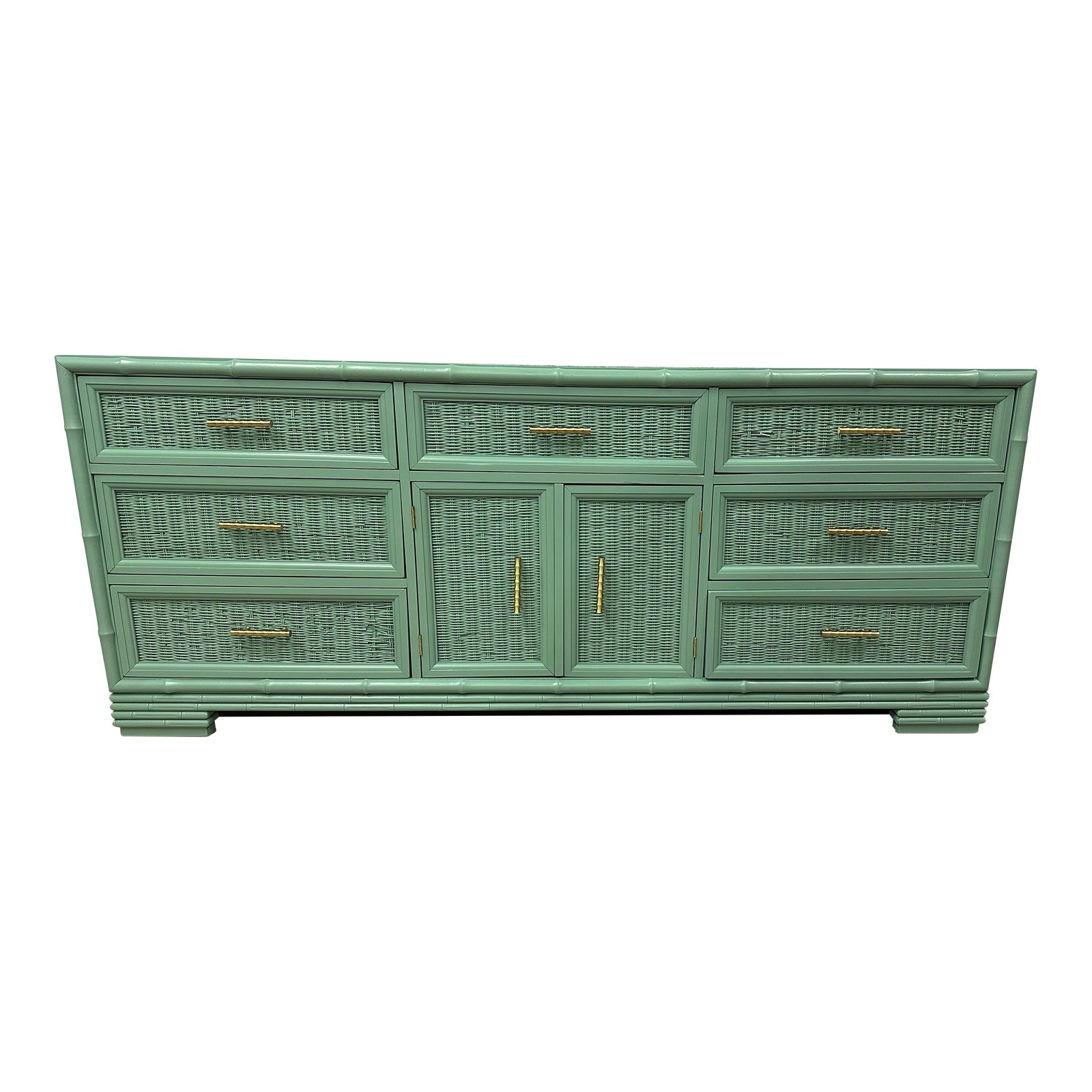 American of Martinsville Lacquer & Cane Lowboy in Parisian Patina ...