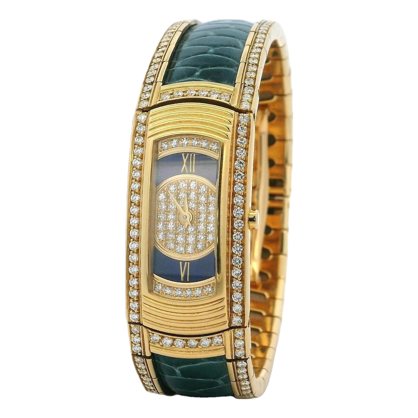 Mauboussin First Lady Maxi Watch 18K Gold Diamond Crocodile, 1985 ...