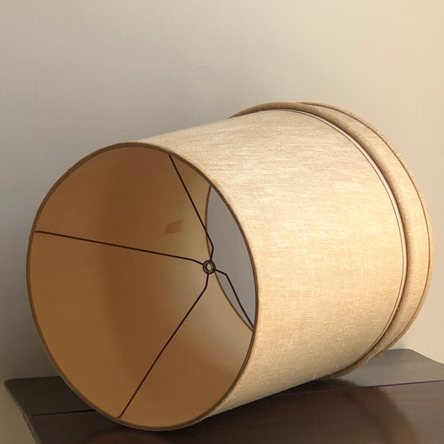 Circa 1960 Mid-Century Modern Burlap Drum Shade | Chairish