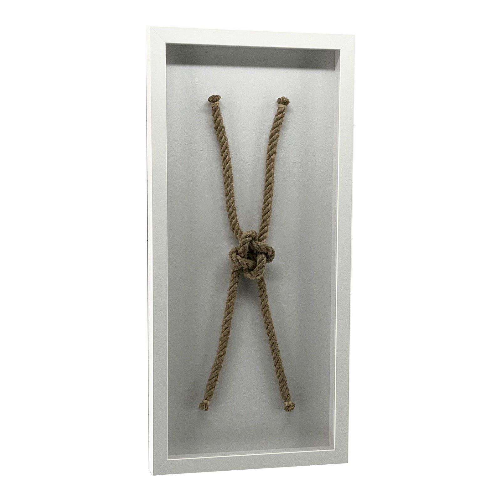 Sailors "Square" Knot Framed - White Frame Coastal Wall Decor | Chairish