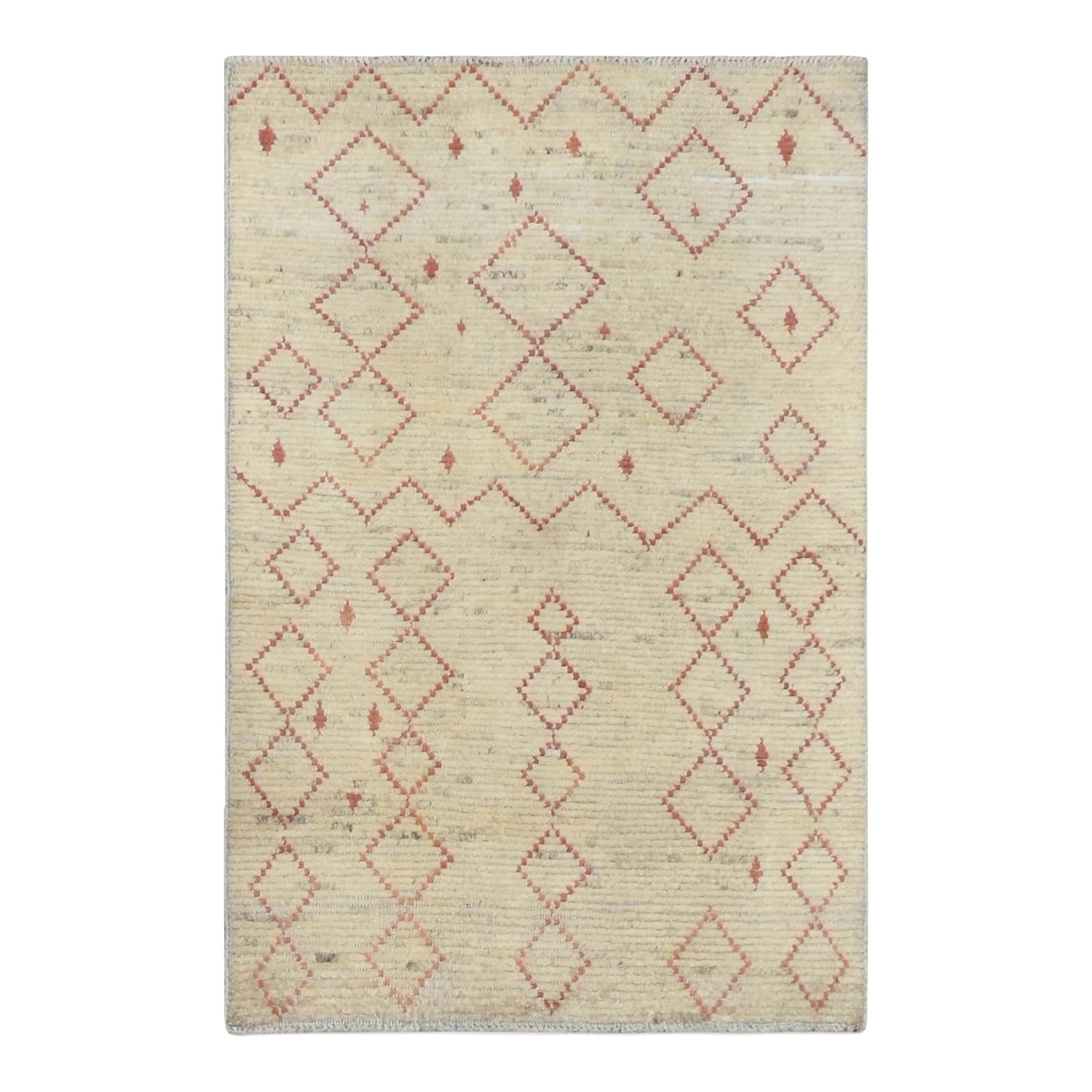 Cream & Rust Modern Wool Rug | Chairish