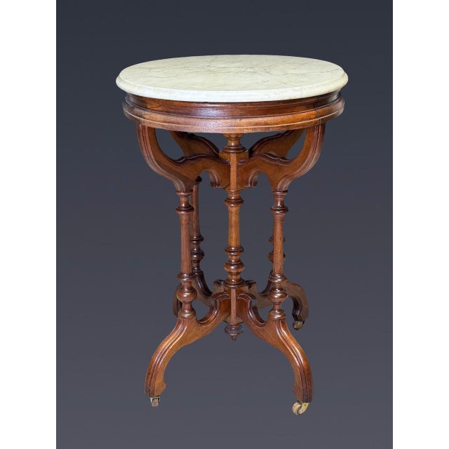 Antique Victorian 19th C Carved Walnut Renaissance Revival White Marble ...