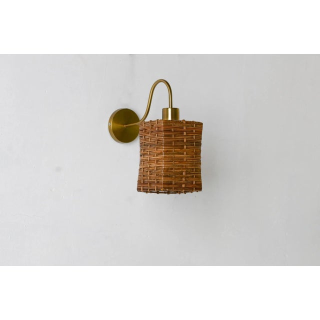 Square Rattan Cane Wall Sconce | Chairish