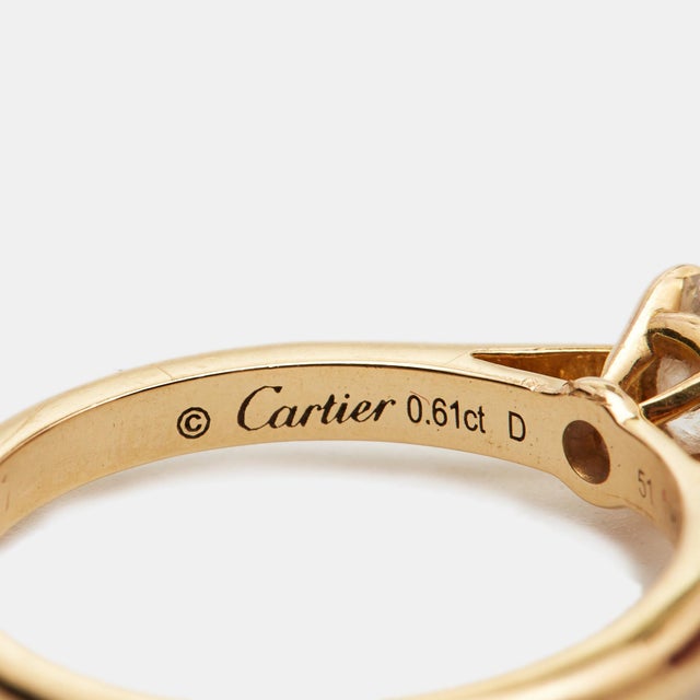 Cartier 1895 Diamond 18K Yellow Gold Solitare Ring Size 51 Size 5.5 ...