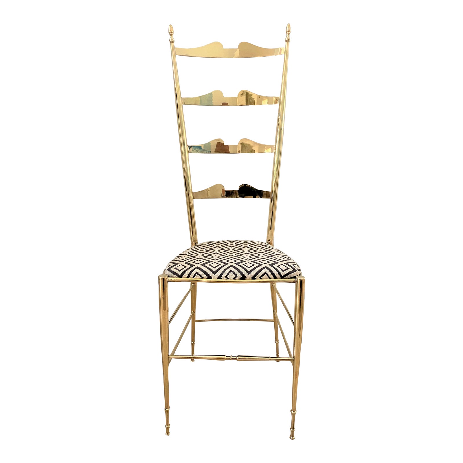Vintage Italian Chiavari Brass High Back Ladderback Chair / Desk Chair ...