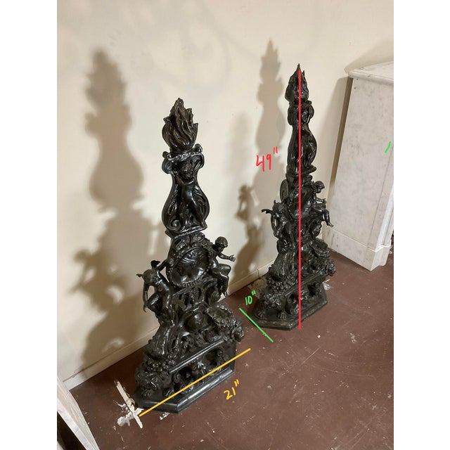 17th Century French Bronze Andiron Chenets - a Pair | Chairish