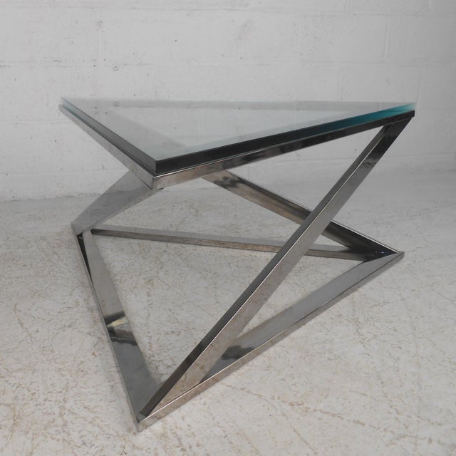 Mid-Century Modern Style Triangular Chrome Coffee Table | Chairish