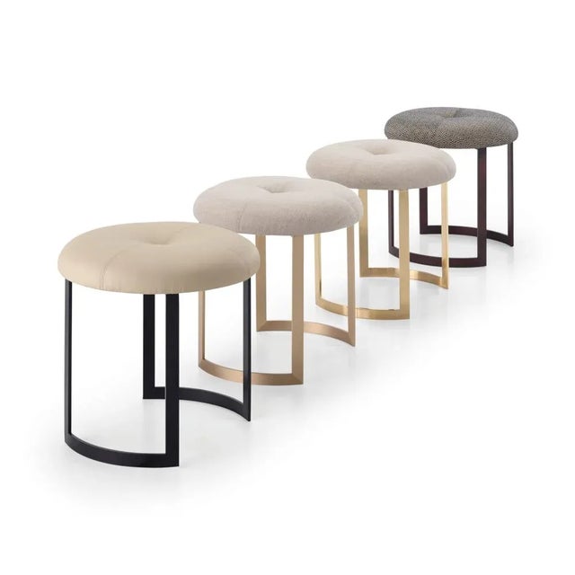 Modern Matte Gold Moon Stool | Chairish