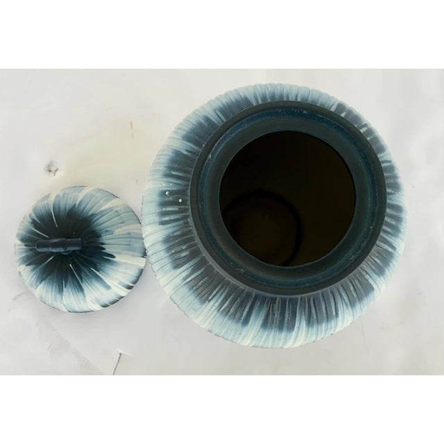 Modern Small Blue and White Ceramic Batik Jar | Chairish
