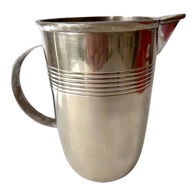 French Silver Plated Brass Art Deco Cocktail Pitcher | Chairish