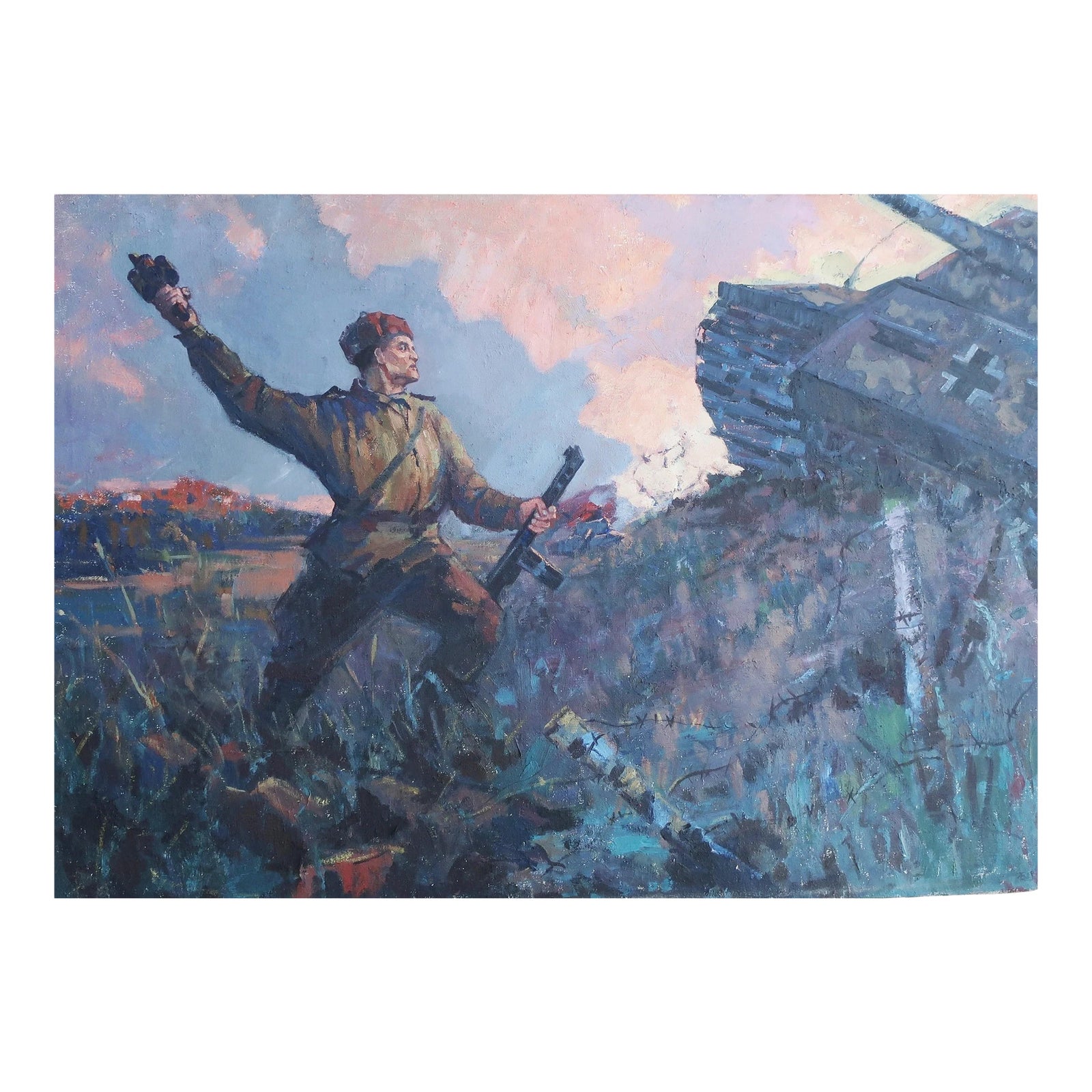 Great Patriotic War Painting, Antique Soviet Socialist Realism Art, 107 ...