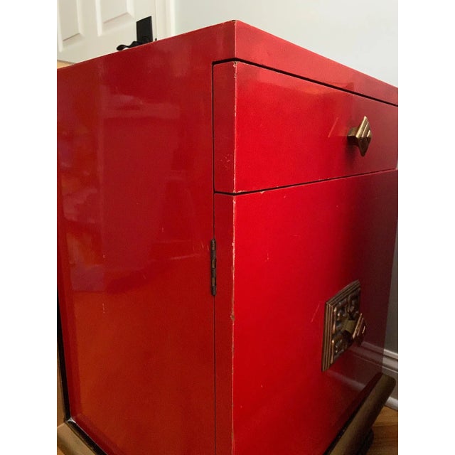 Hollywood Regency Red Lacquer Side Tables - a Pair | Chairish