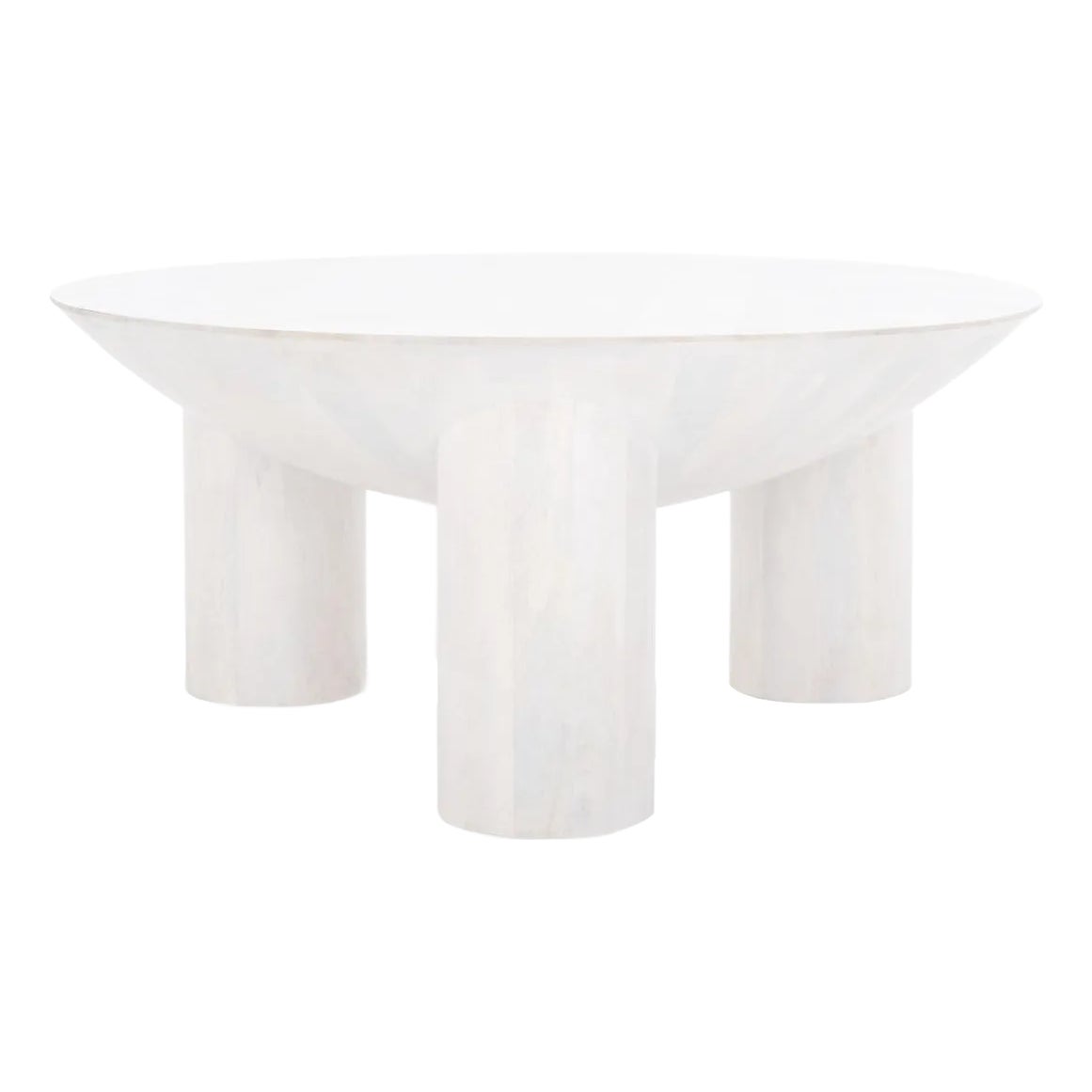Calhoun Round Wood Coffee Table - White Washed | Chairish