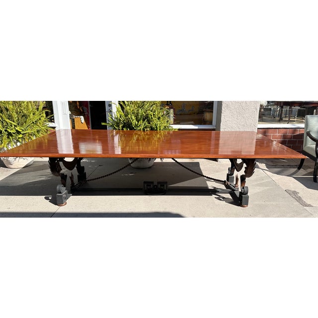 Huge Formations Furniture Wrought Iron & Gilt Metal 10’ Mahogany Dining ...