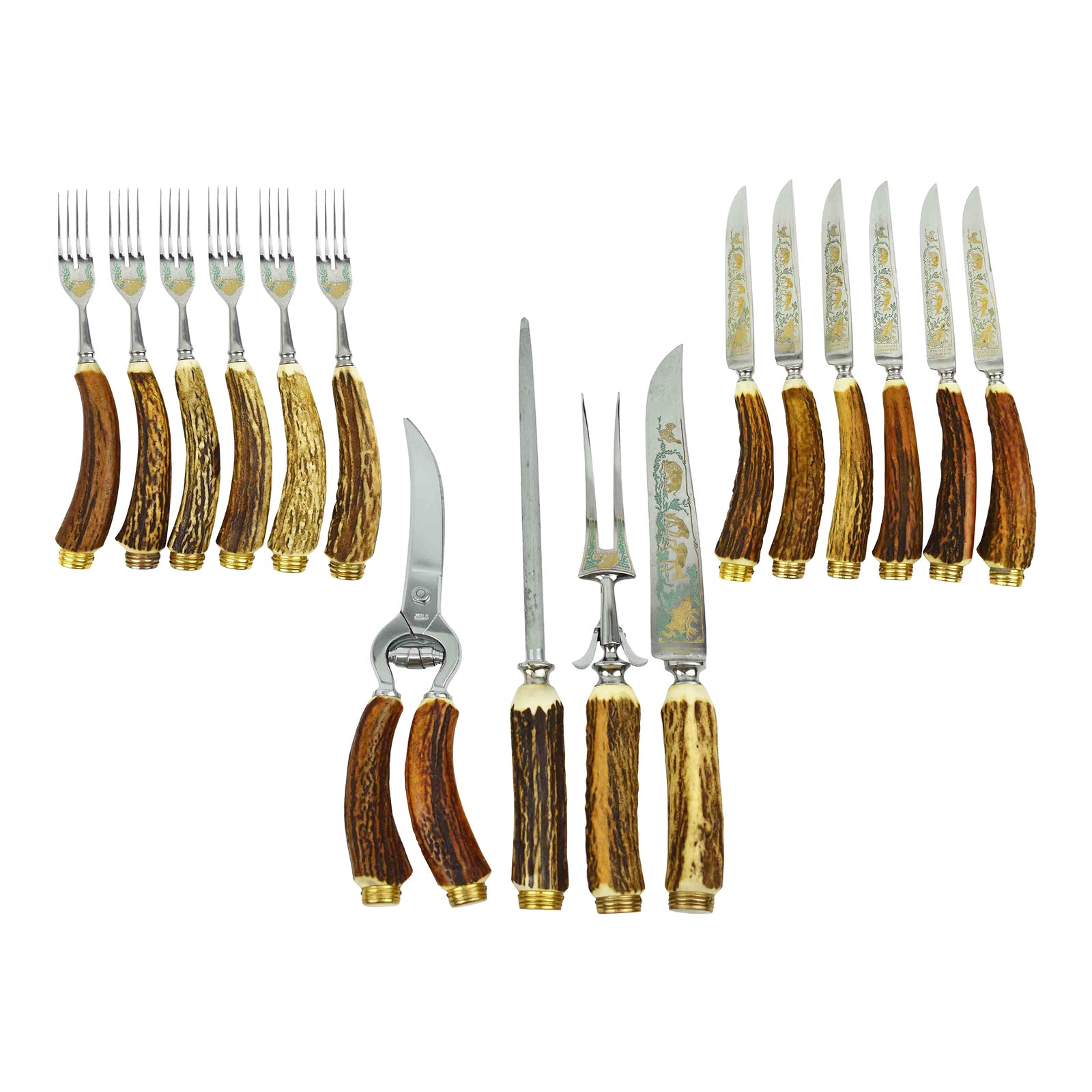 Mid 20th Century German Solingen Cutlery Carving Serving With Stag ...
