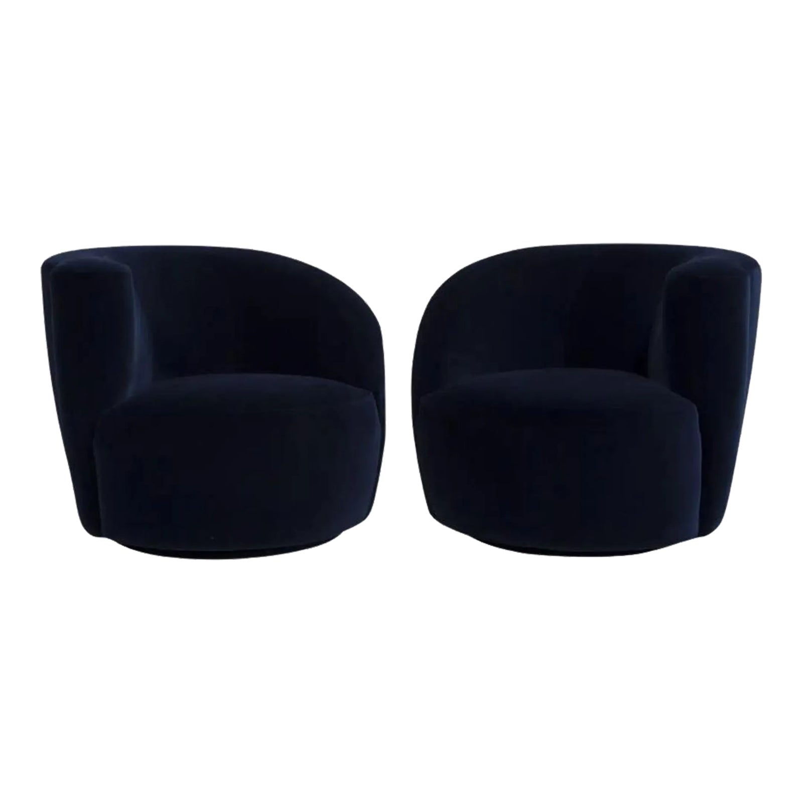 Navy Blue Mohair Vladimir Kagan Nautilus "Corkscrew" Chairs - A Pair ...