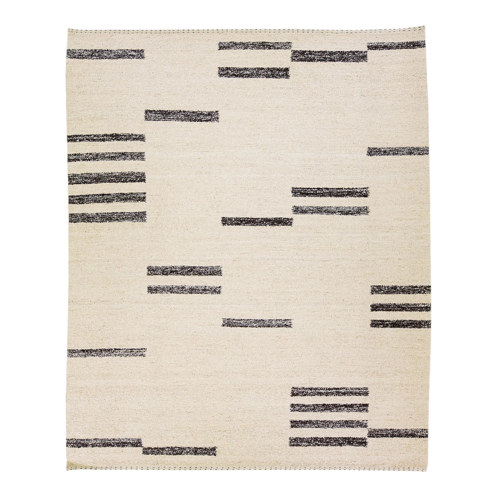 Beige Modern Moroccan Style Handmade Geometric Designed Wool Rug | Chairish