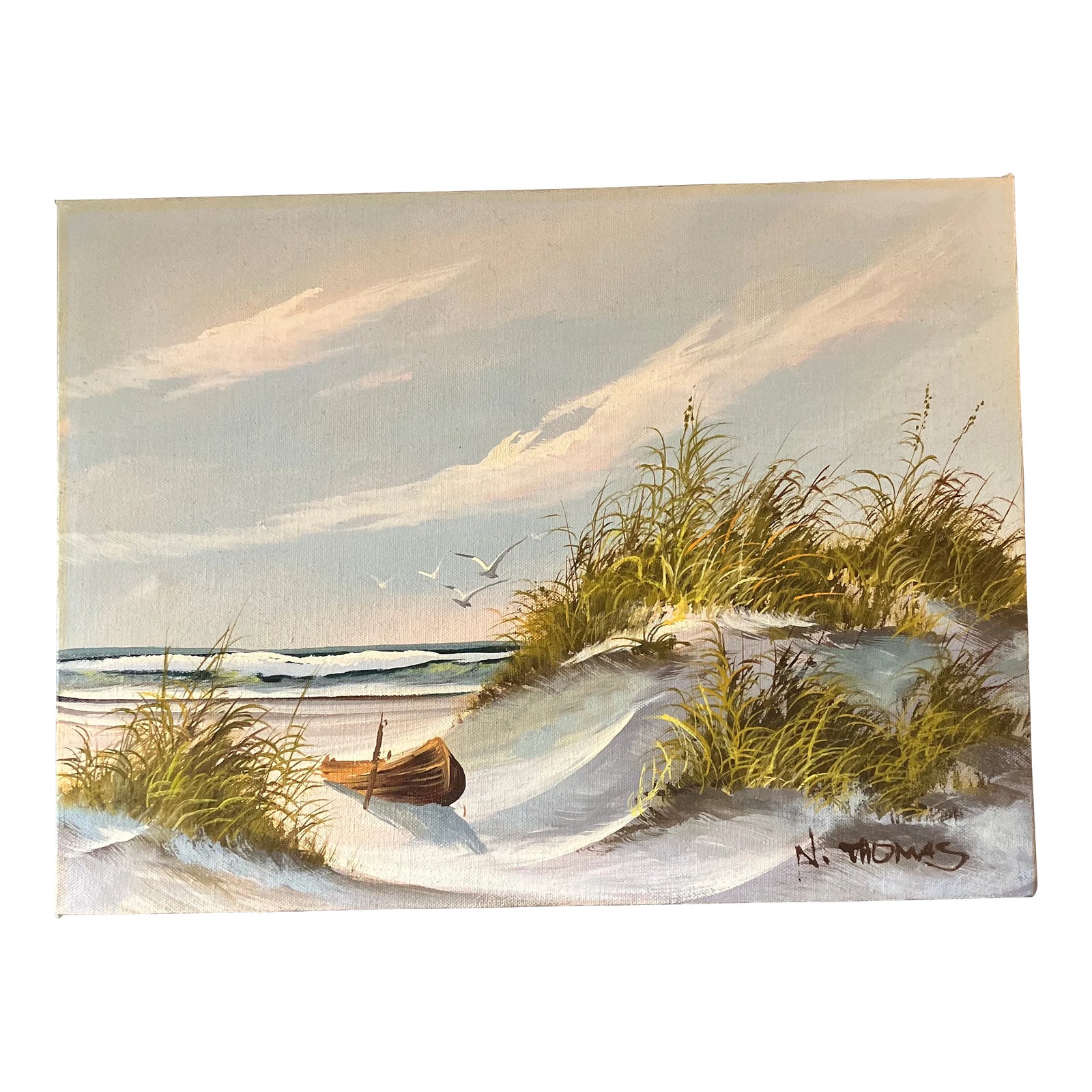 1960’s Original Impressionist Seascape With Dunes Painting Signed ...