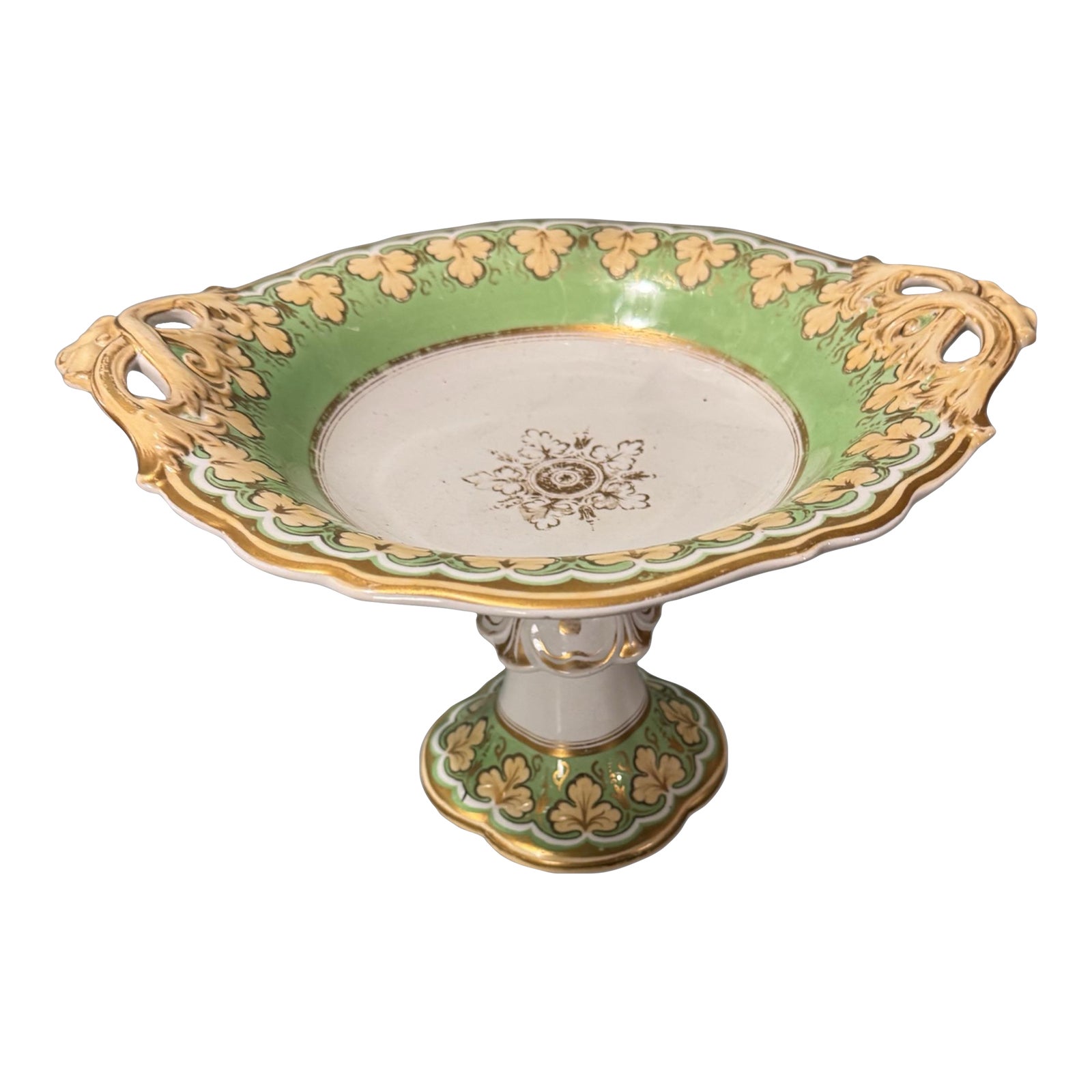 Antique Old Paris Porcelain Floral Gilt Decorated Handled Compote ...