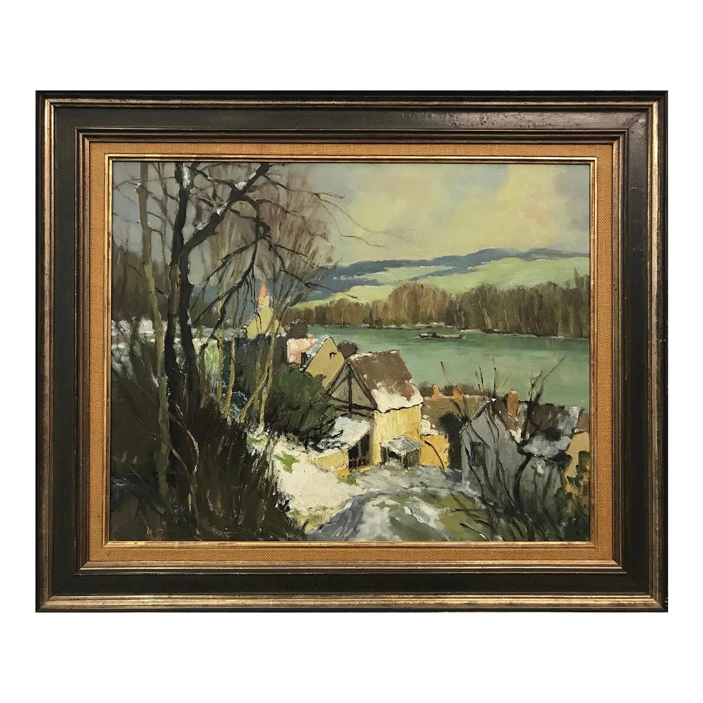 Georges Charles Robin, Port-Villez Neige Original French Landscape ...