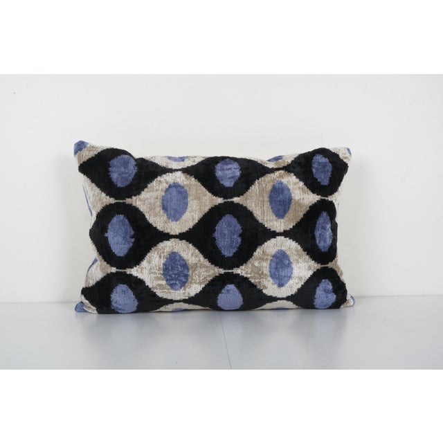Silk Ikat Velvet Polka Dot Blue Pillow Cover | Chairish