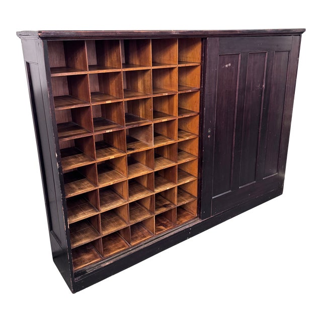 Antique Mailroom Eighty Cubbies With Sliding Doors | Chairish